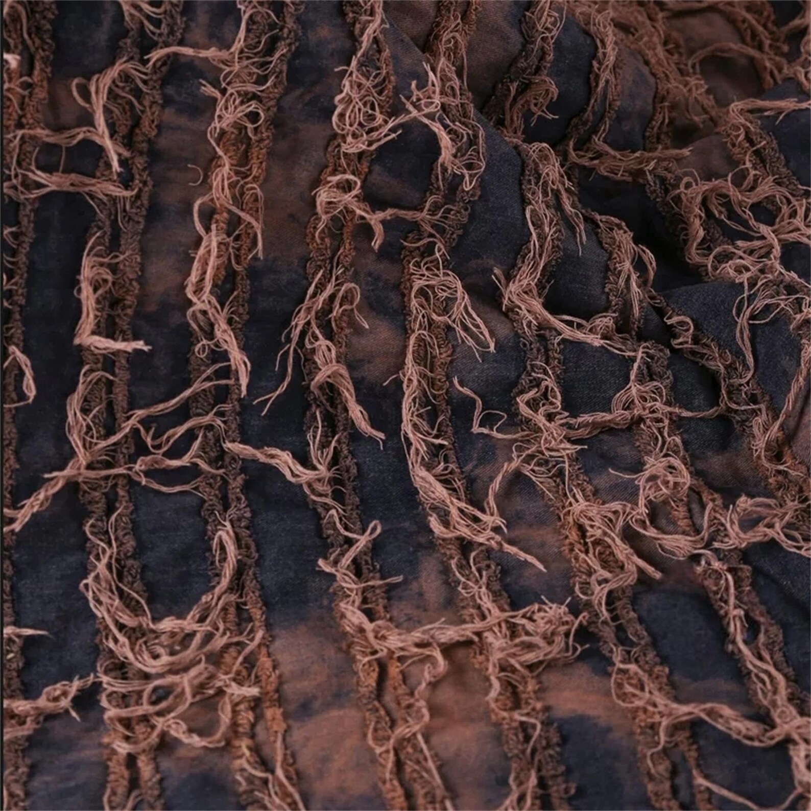 DDP | Tattered Striped Molten Iron Tie-dye Fringed Denim,gradient ...