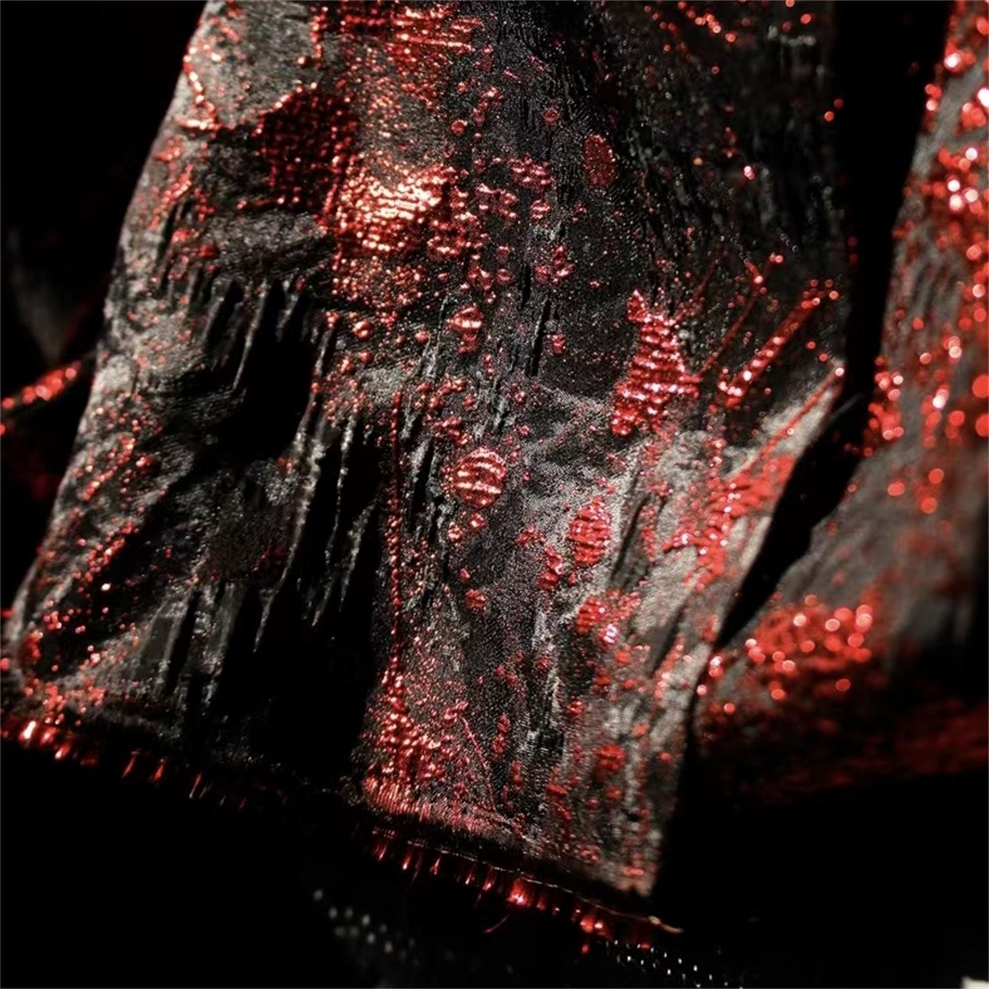 DDP | Gothic Black-red Bloody Shimmering 3D Textured Jacquard Designer ...