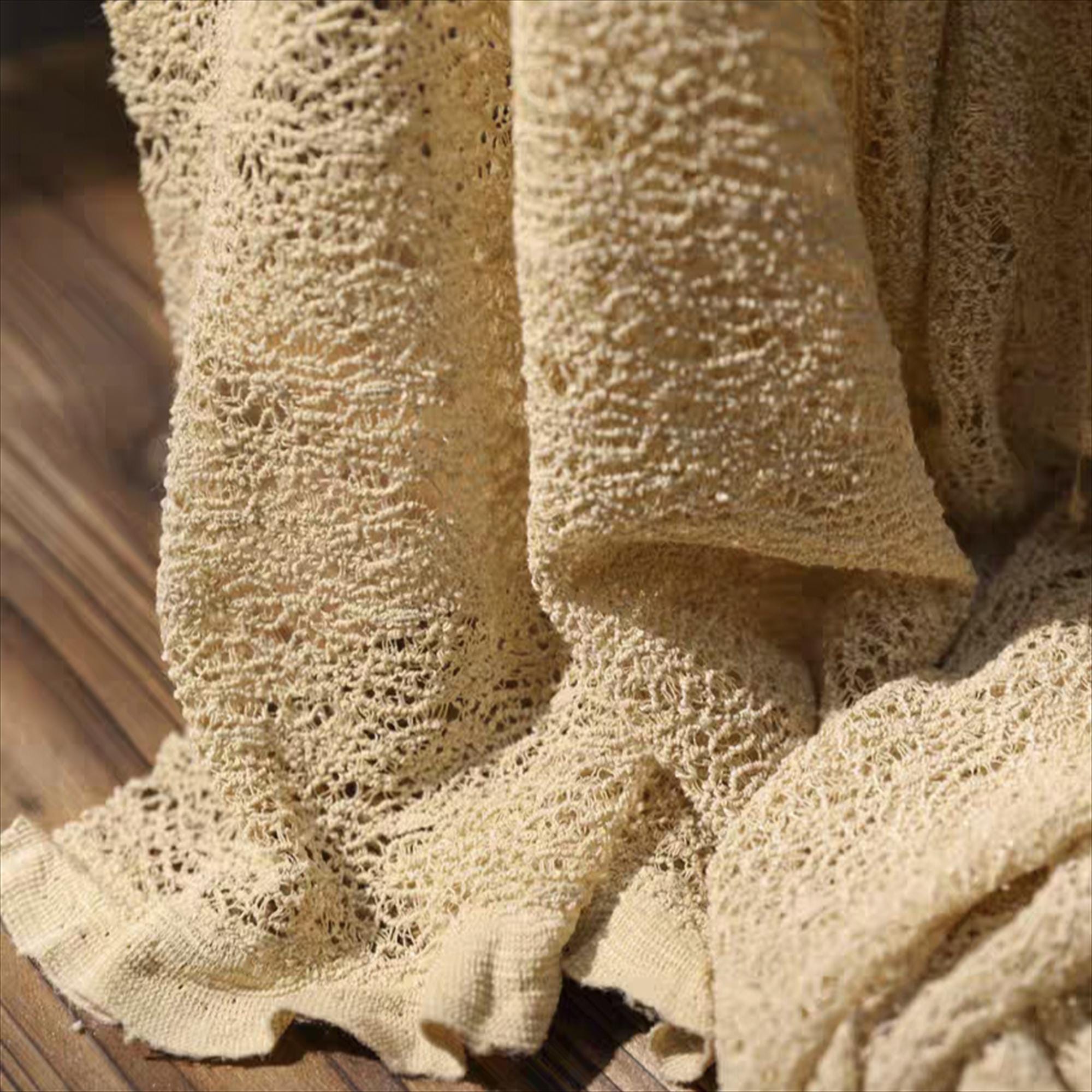 DDP | Beige-caramel Cocoon-texture Lace Slightly-stretchy Knitted ...