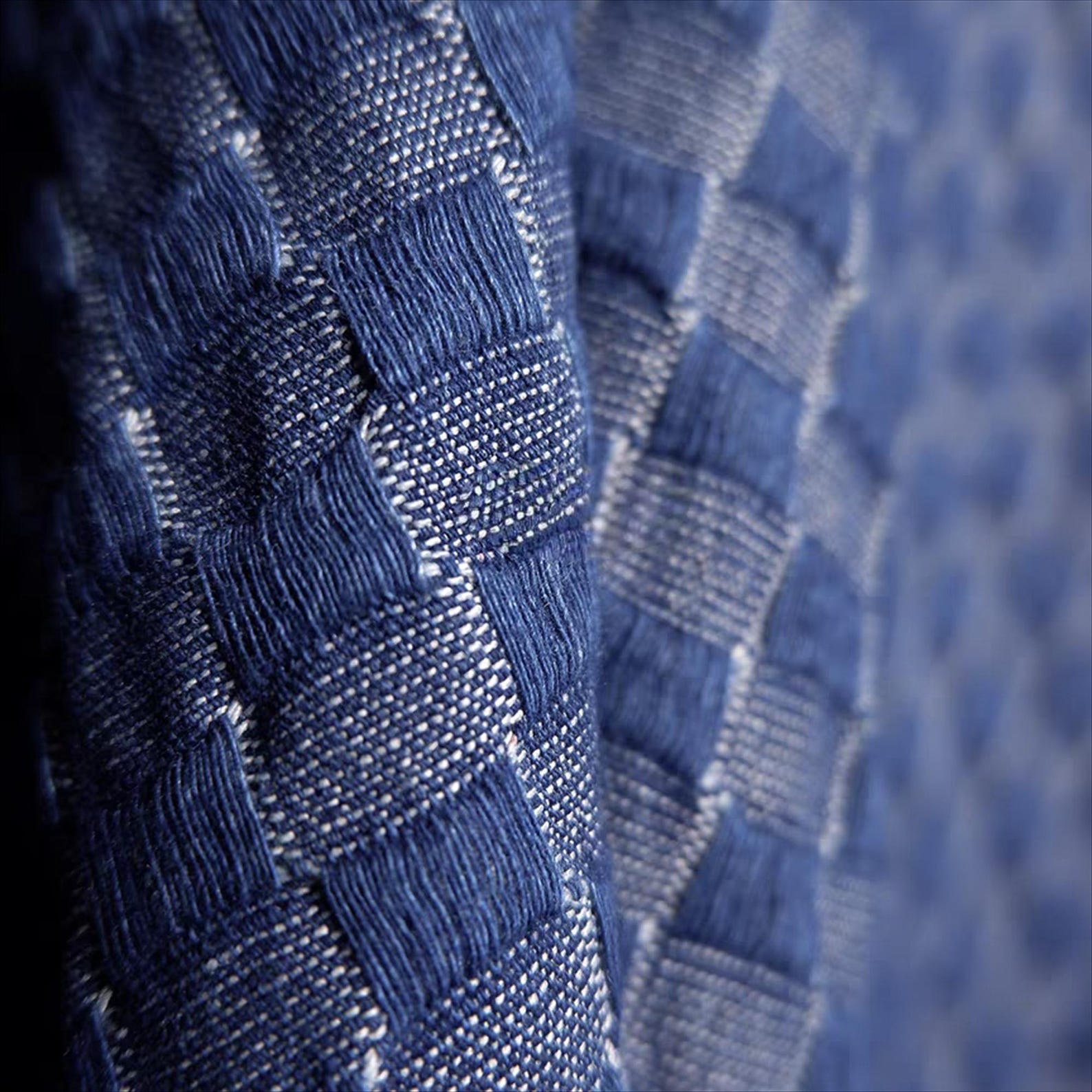 Washed Denim Fabric With Large Blue Check Jacquard Weave,suitable for ...