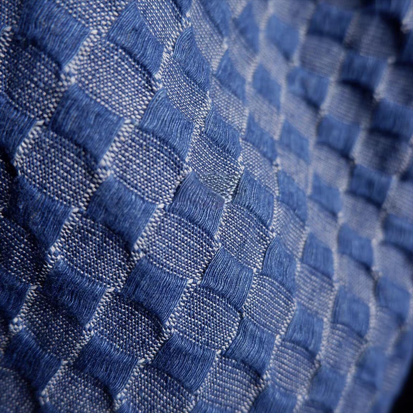 Washed Denim Fabric With Large Blue Check Jacquard Weave,suitable for ...