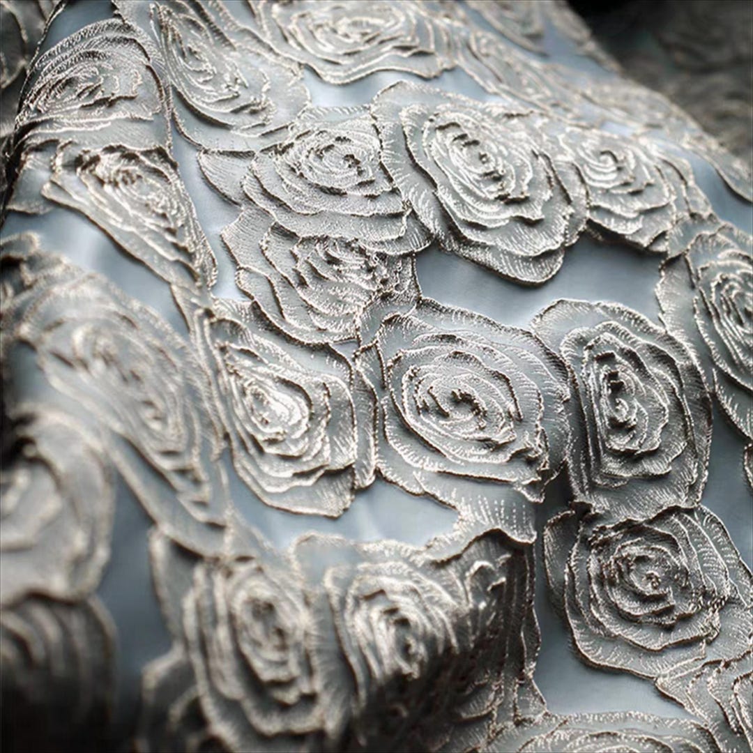 DDP | Vintage Blue Fabric 3D Rose Jacquard Texture,suitable for ...