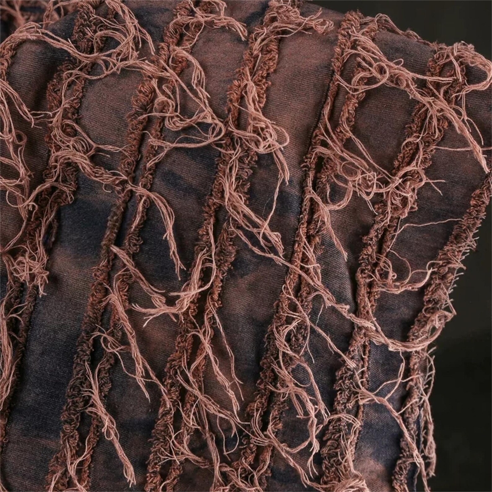 DDP | Tattered Striped Molten Iron Tie-dye Fringed Denim,gradient ...