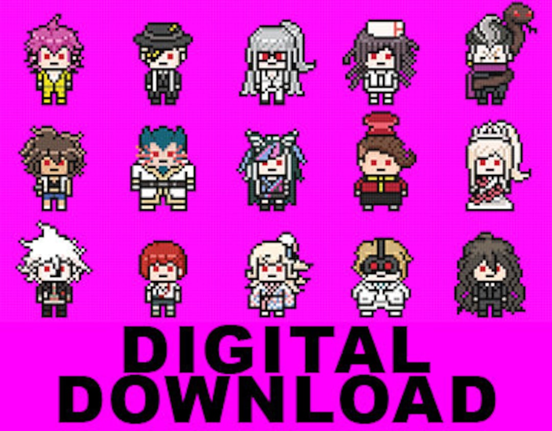 Danganronpa Remnants of Despair 8-bit Perler Sprites Digital Patterns ...