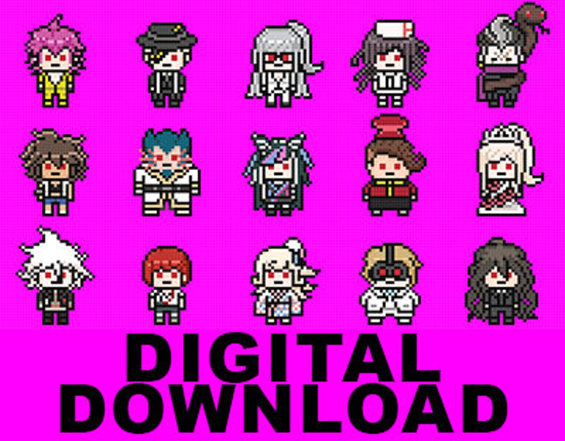Danganronpa Remnants of Despair 8-bit Perler Sprites Digital Patterns ...