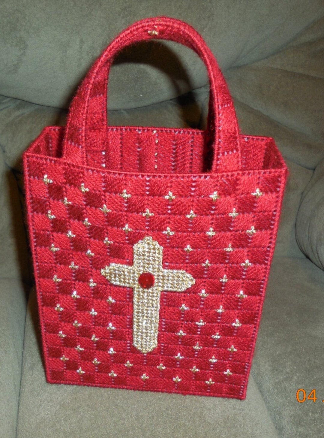 Bible Tote W/book Mark (plastic Canvas) - Etsy