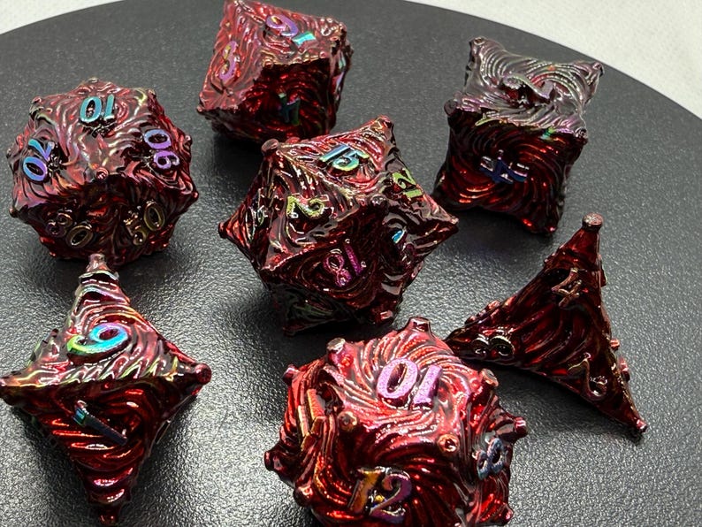Vecna’s Upside Down - Solid Core Metal Dice - 7 Piece Polyhedral Dice ...