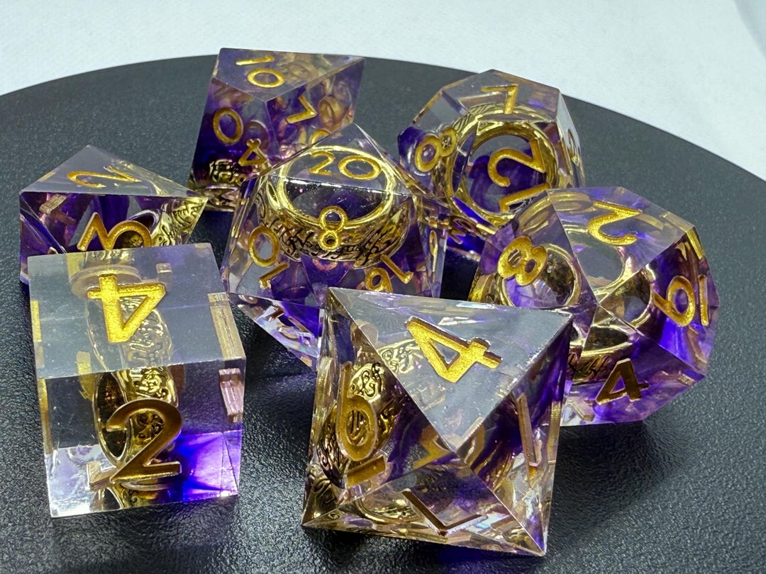 Return to Moria LOTR - Sharp Sided Solid Core - 7 Piece Polyhedral Dice ...