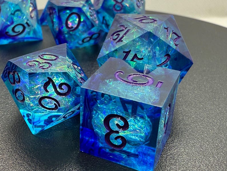 Water Nymph - Sharp Sided Solid Core - 7 Piece Polyhedral Dice Set - Etsy