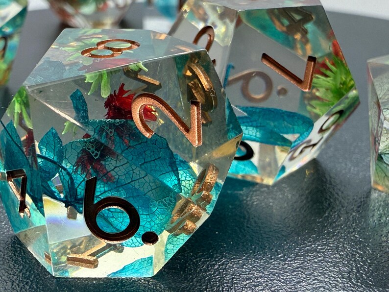Grandma’s Garden - Sharp Sided Solid Core - 7 Piece Polyhedral Dice Set ...