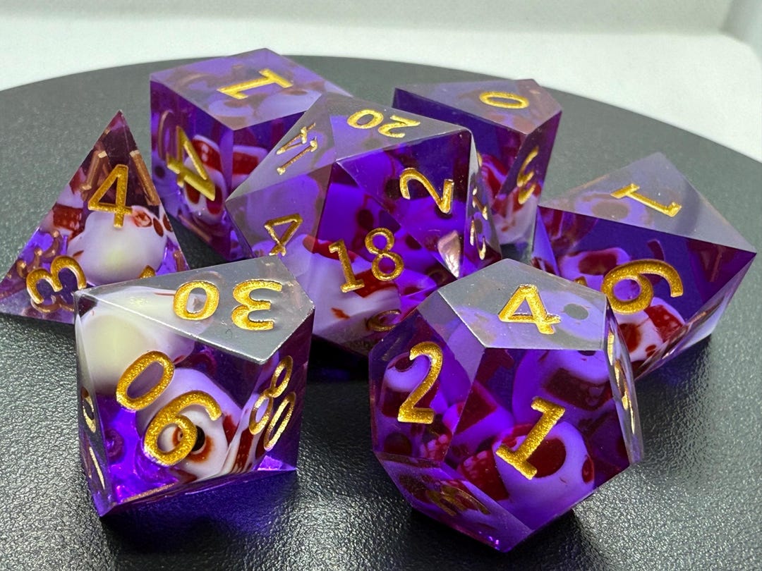 Skulls of My Enemy - Sharp Sided Solid Core - 7 Piece Polyhedral Dice ...