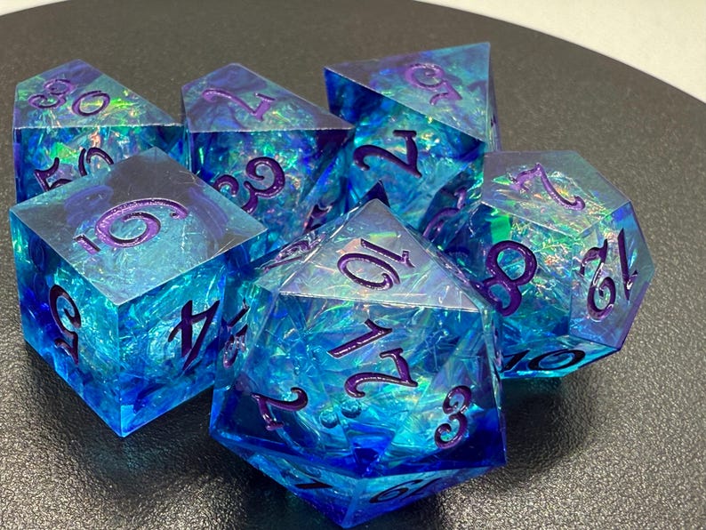 Water Nymph - Sharp Sided Solid Core - 7 Piece Polyhedral Dice Set - Etsy