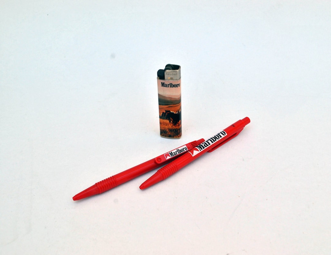 Red Drawing Pen Pencil Lighter Collectors Small Gift Set of Two Vintage ...