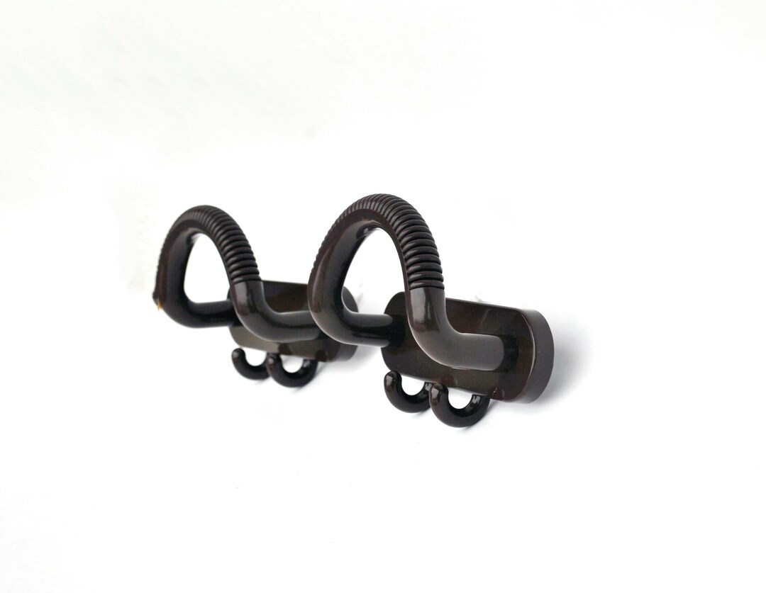 Vintage Rogeno Wall Hook 1970s Italian Design, Brown Plastic Space Age ...