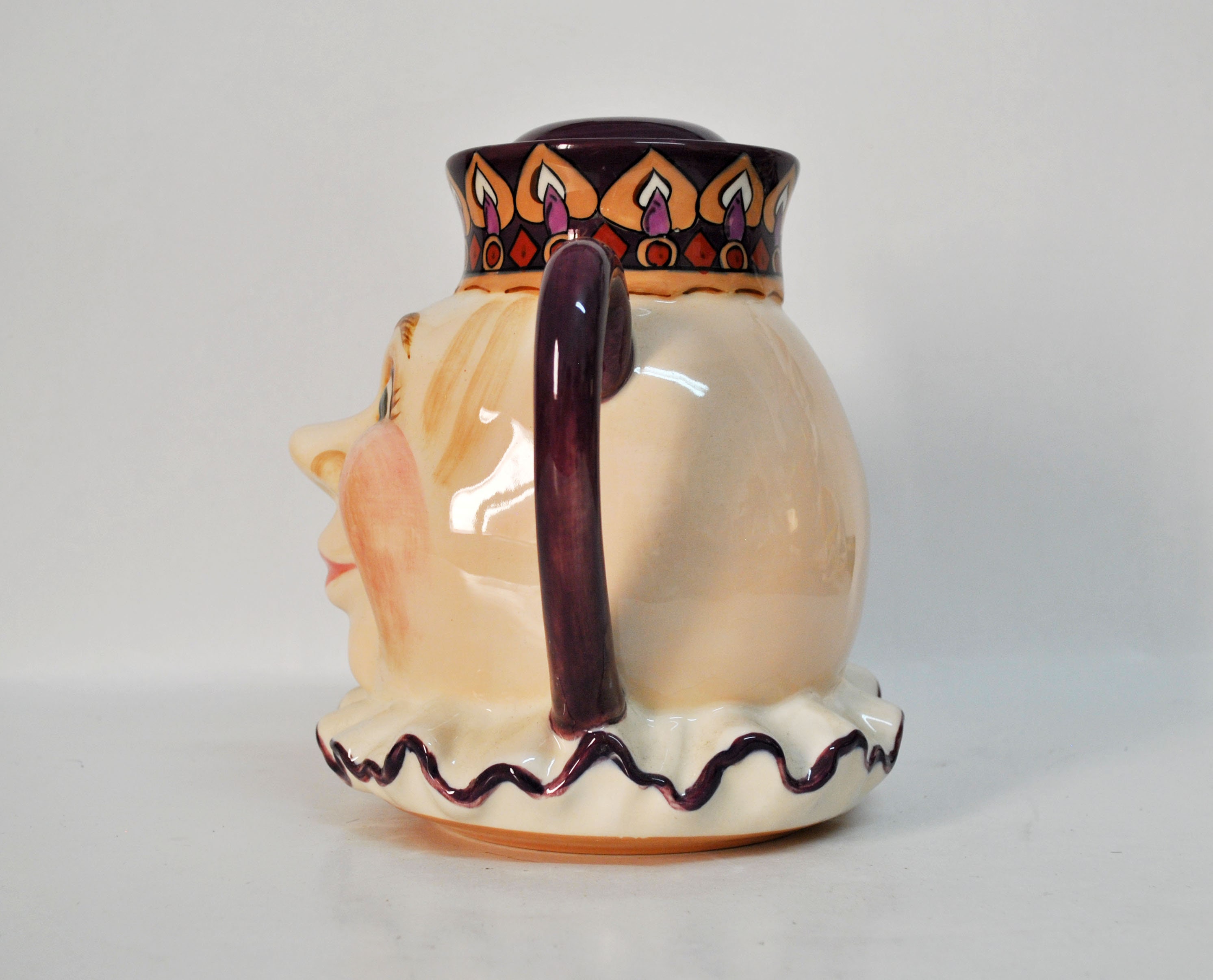 Vintage Witch Teapot Gift Teapot Pink Purple Carved Face Shaped Ceramic ...
