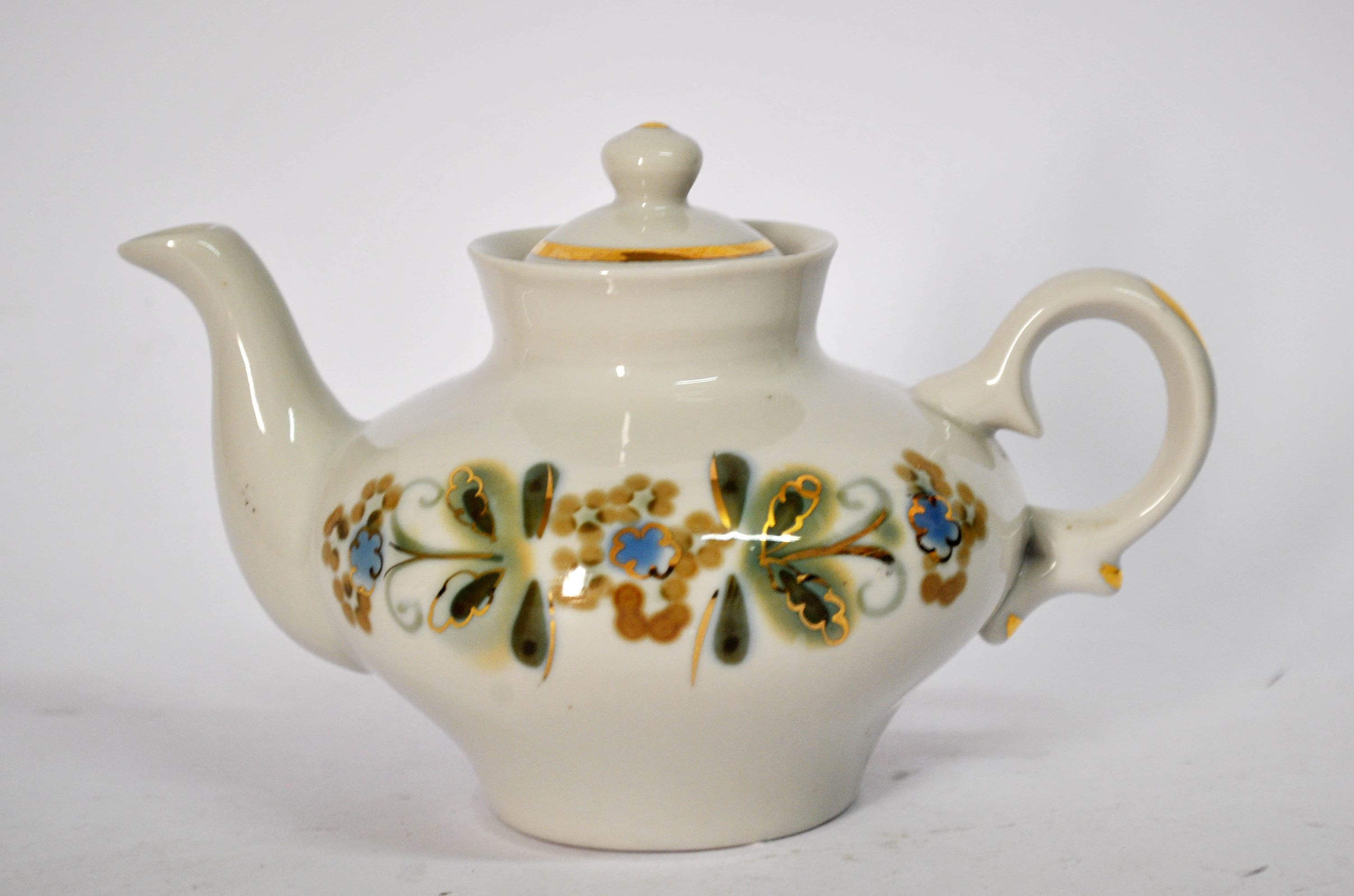 Retro Single Teapot Funky Design Gold Teapot Small Sized Pot Tiny Tea ...