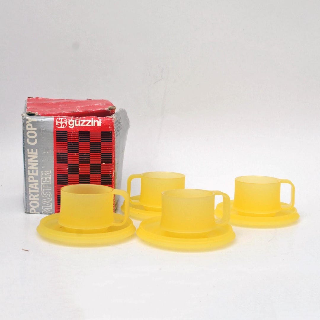 Guzzini Retro Coffee Cups Plastic Milk Mugs Retro Tea Cups Yellow ...