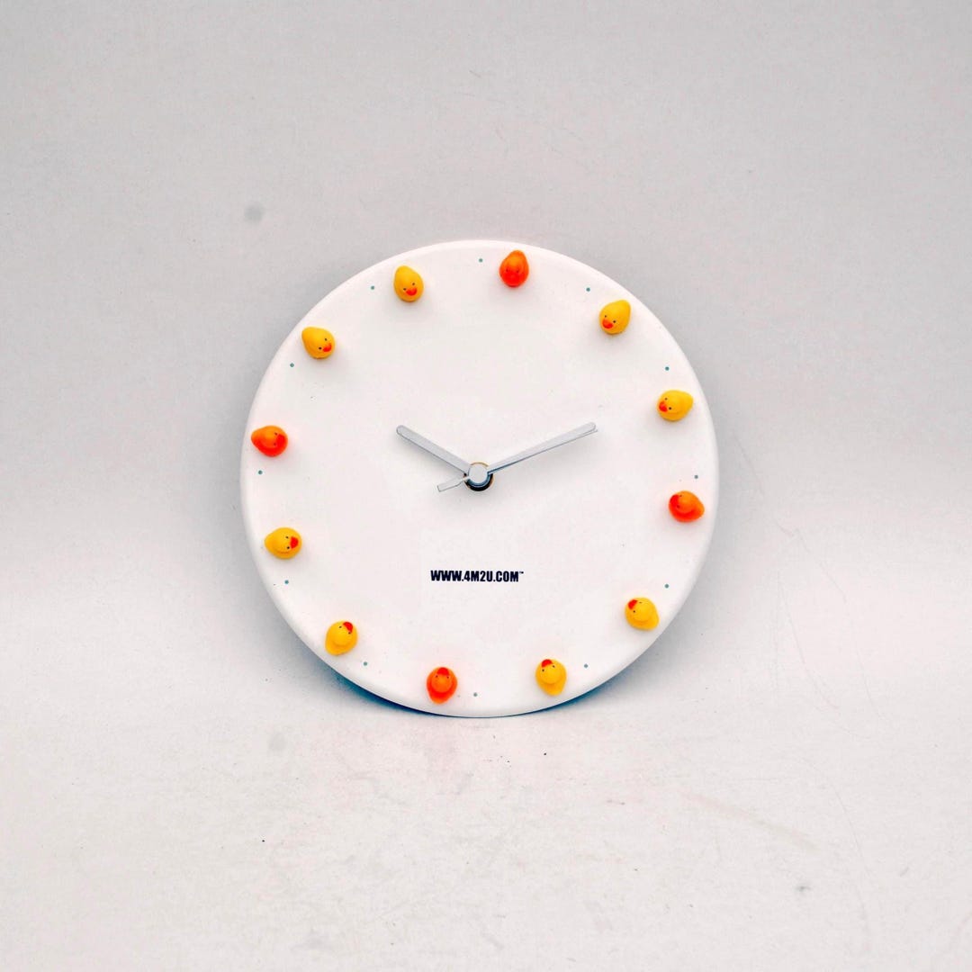 Round White Magnetic Memo Clock Duck Decoration Housewarming Gift ...