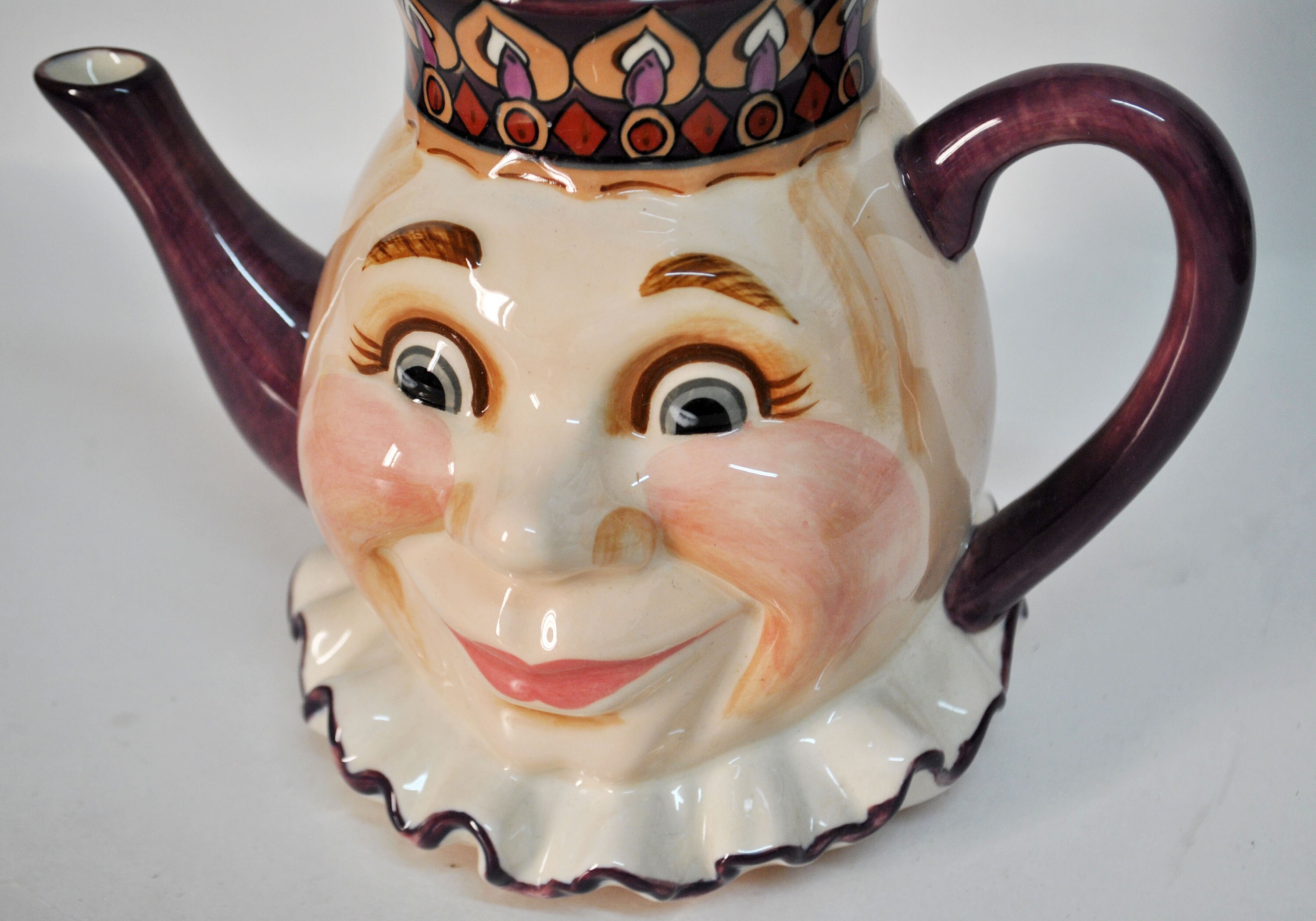 Vintage Witch Teapot Gift Teapot Pink Purple Carved Face Shaped Ceramic ...