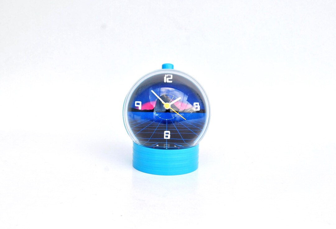 Vaporwave Alarm Clock – 80s Retro Futurism Grid Clock, Synthwave Blue ...