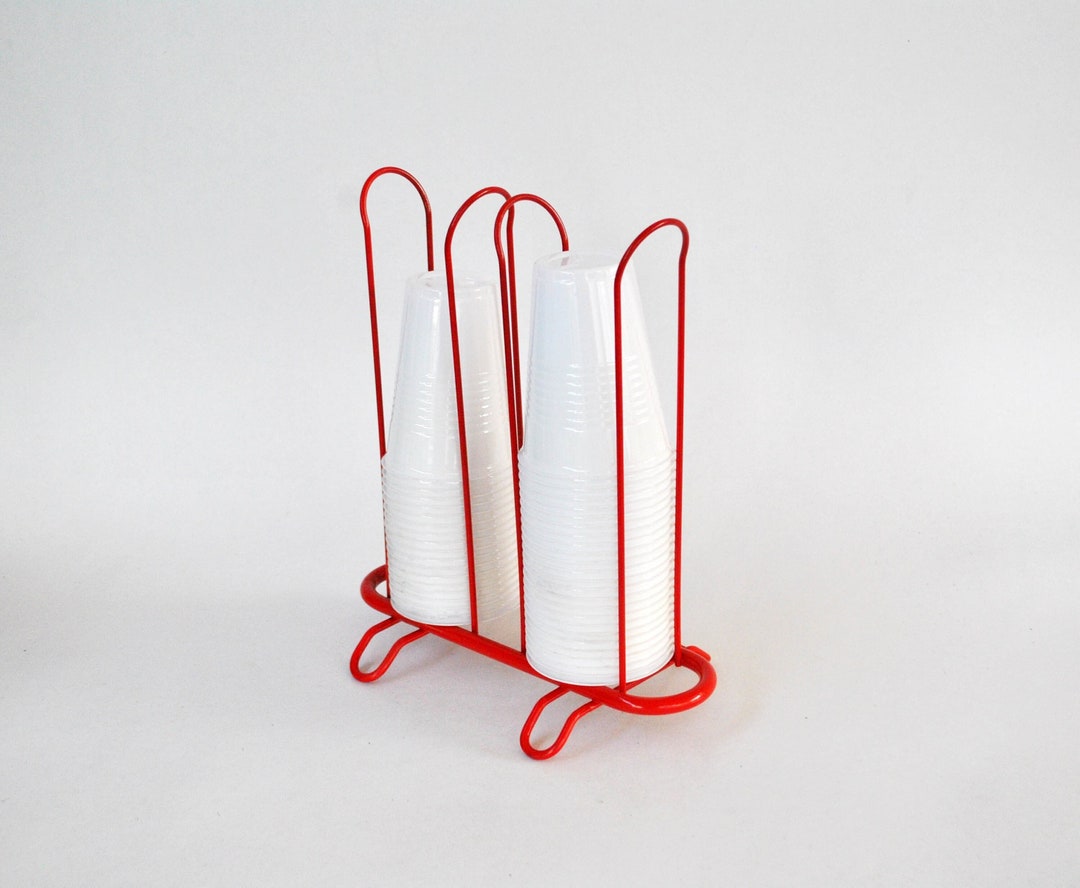 80s 90s Red Cup Holder Paper Cup Dispenser Metallic Coffee Cup Holder ...