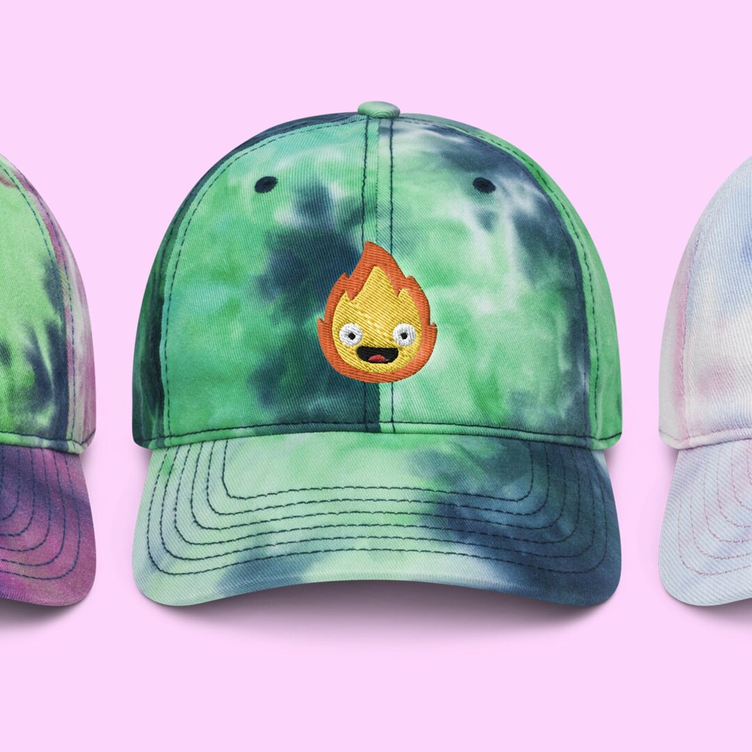 Calcifer Tie Dye Dad Cap - Howl's Moving Castle Hat - Studio Ghibli ...