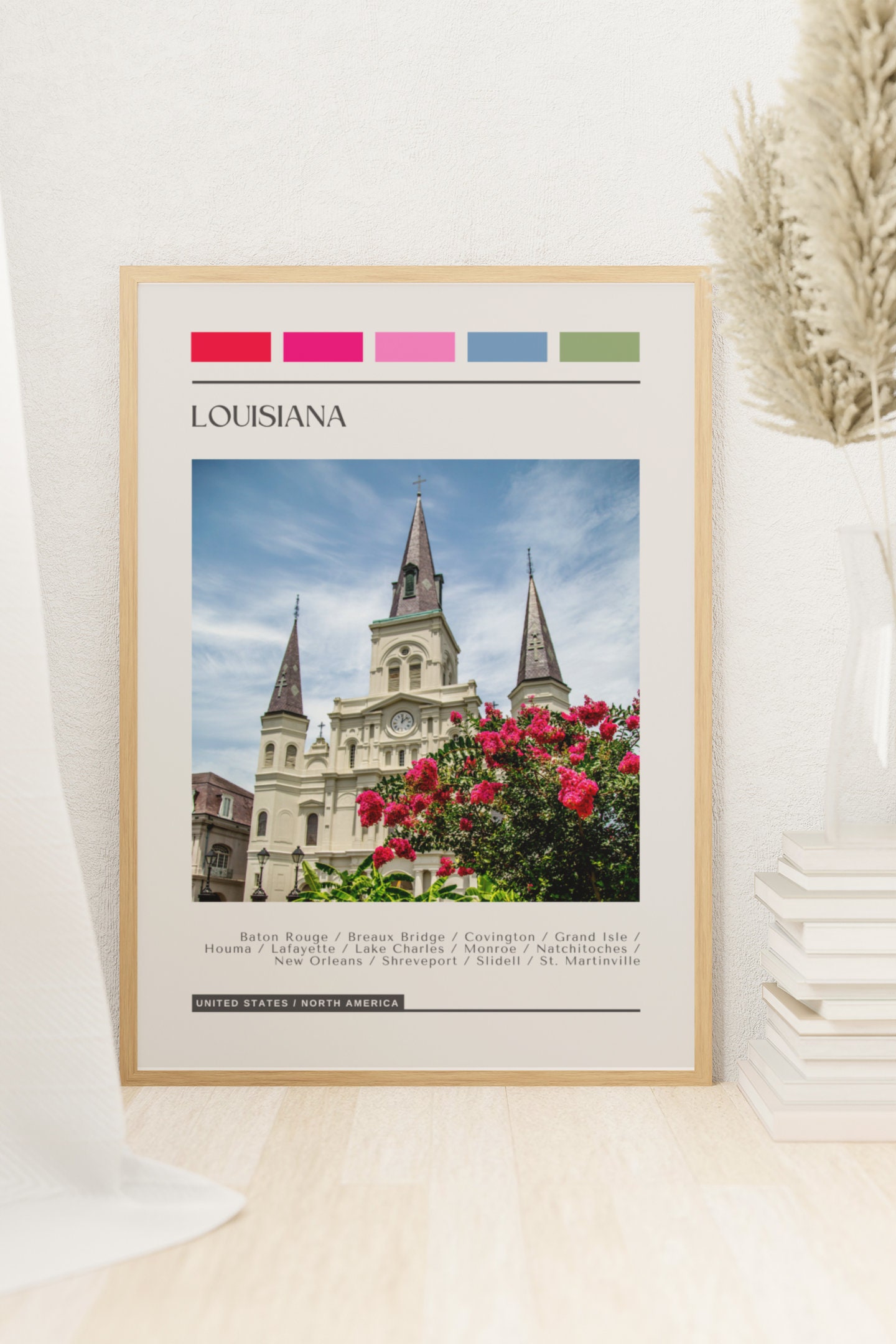 Louisiana Travel Poster: Modern Color Block Print (digital Download) - Etsy