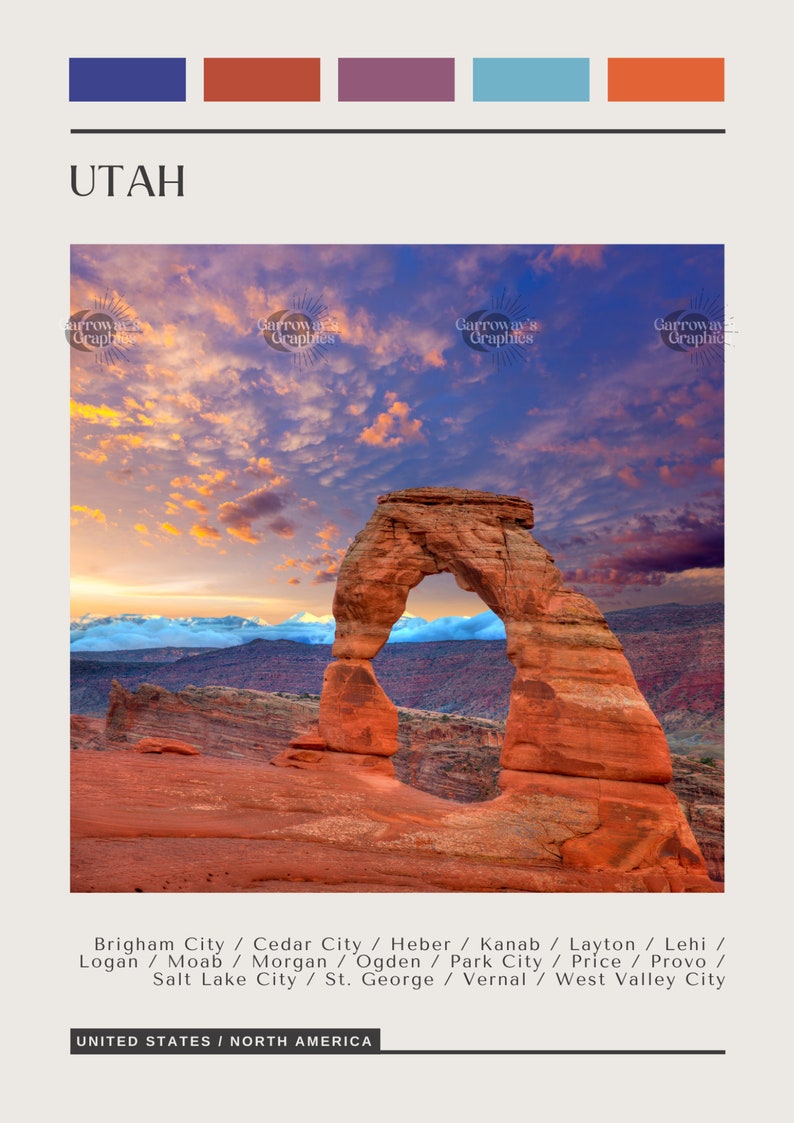 UTAH Travel Poster Color Block Travel Poster Digital - Etsy