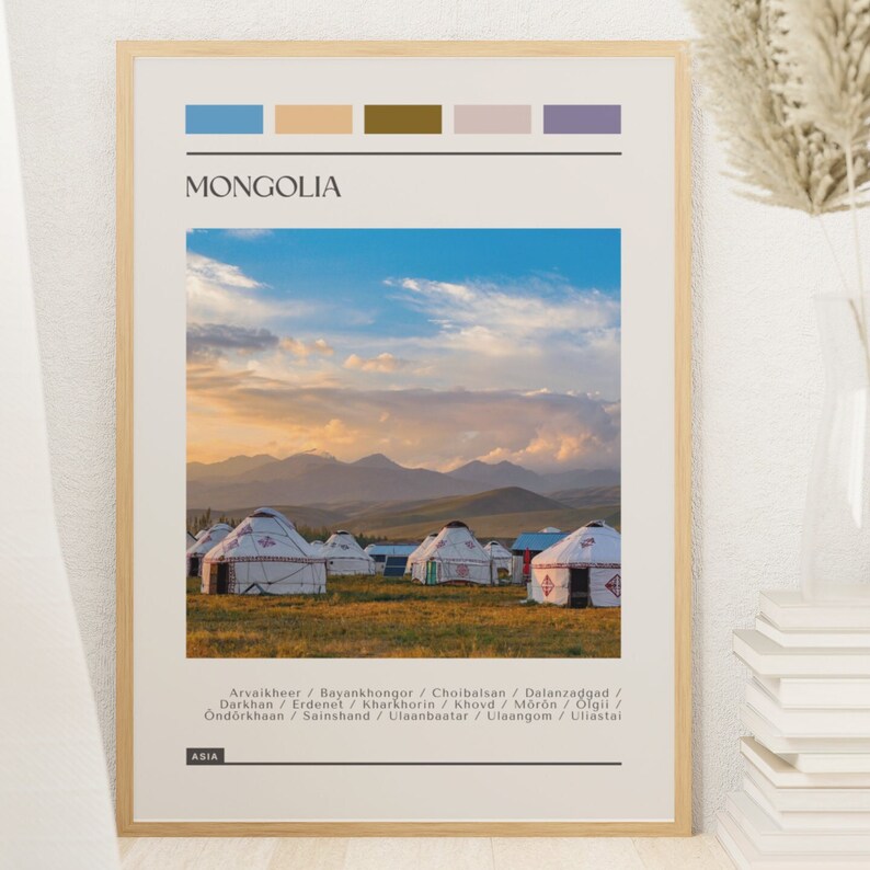 MONGOLIA Travel Poster Color Block Travel Poster Digital - Etsy