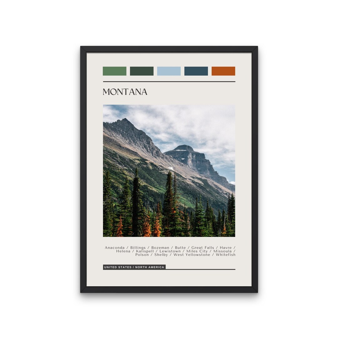 Montana Travel Poster: Color Block Print (digital Download) - Etsy