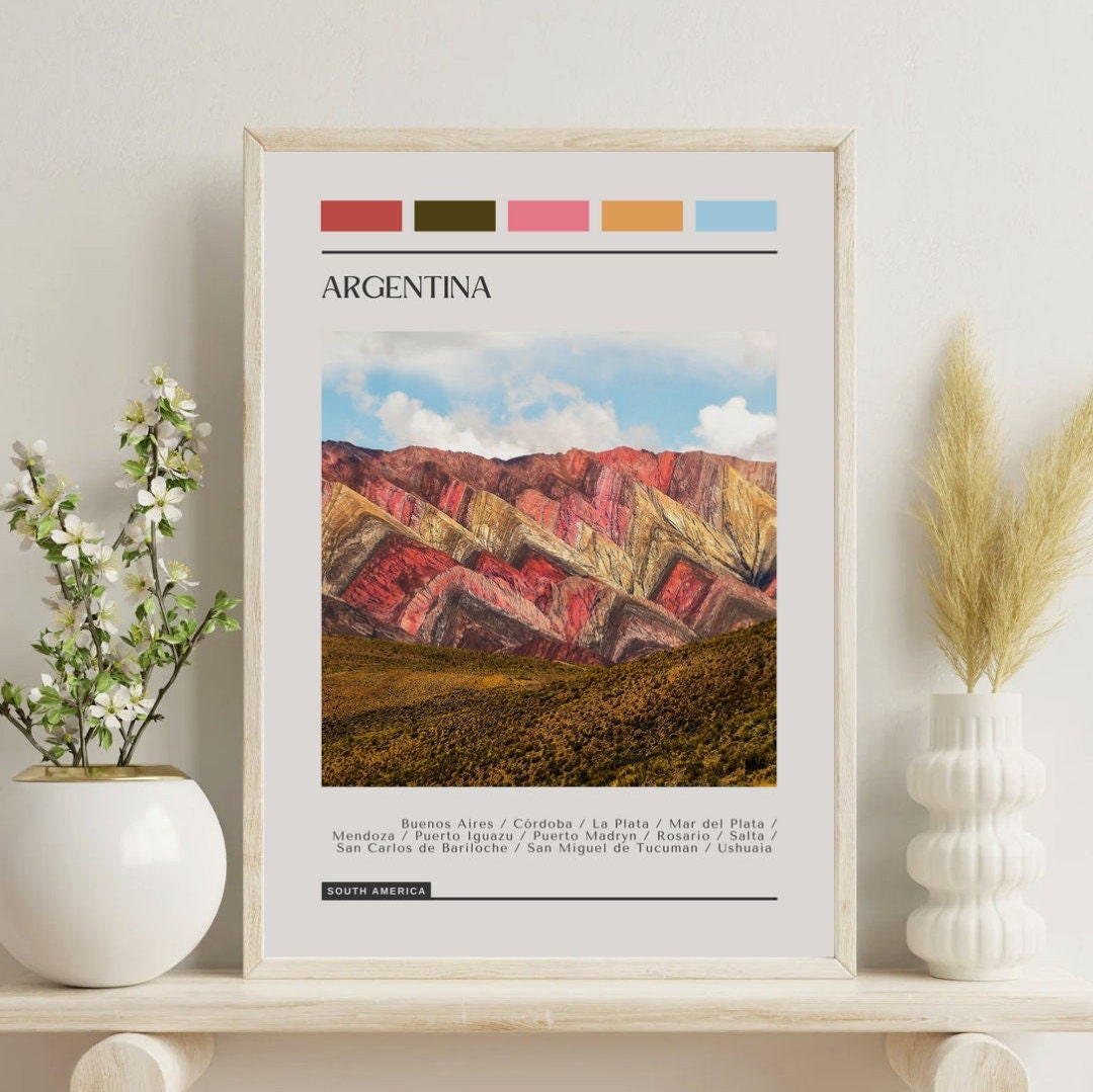 PRINTED Argentina Poster - Travel Poster, Color Block Travel Poster - Etsy