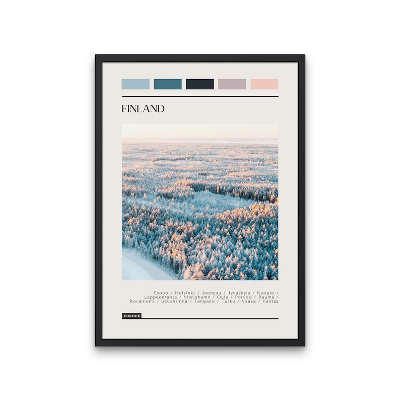 FINLAND Travel Poster Color Block Travel Poster Digital - Etsy