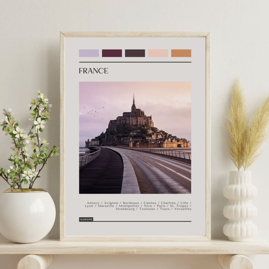 PRINTED France Poster - Travel Poster, Color Block Travel Poster - Etsy