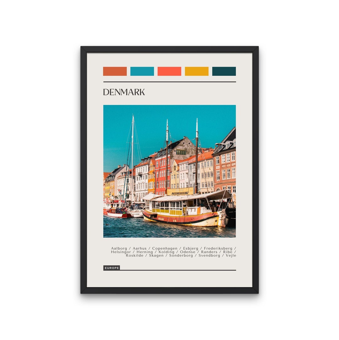 DENMARK - Travel Poster, Color Block Travel Poster, Digital Download ...