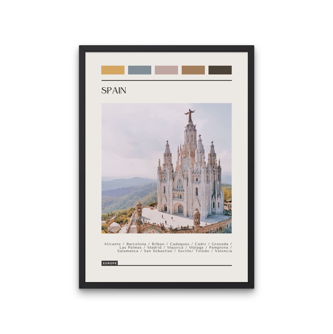 SPAIN - Travel Poster, Color Block Travel Poster, Digital Download ...