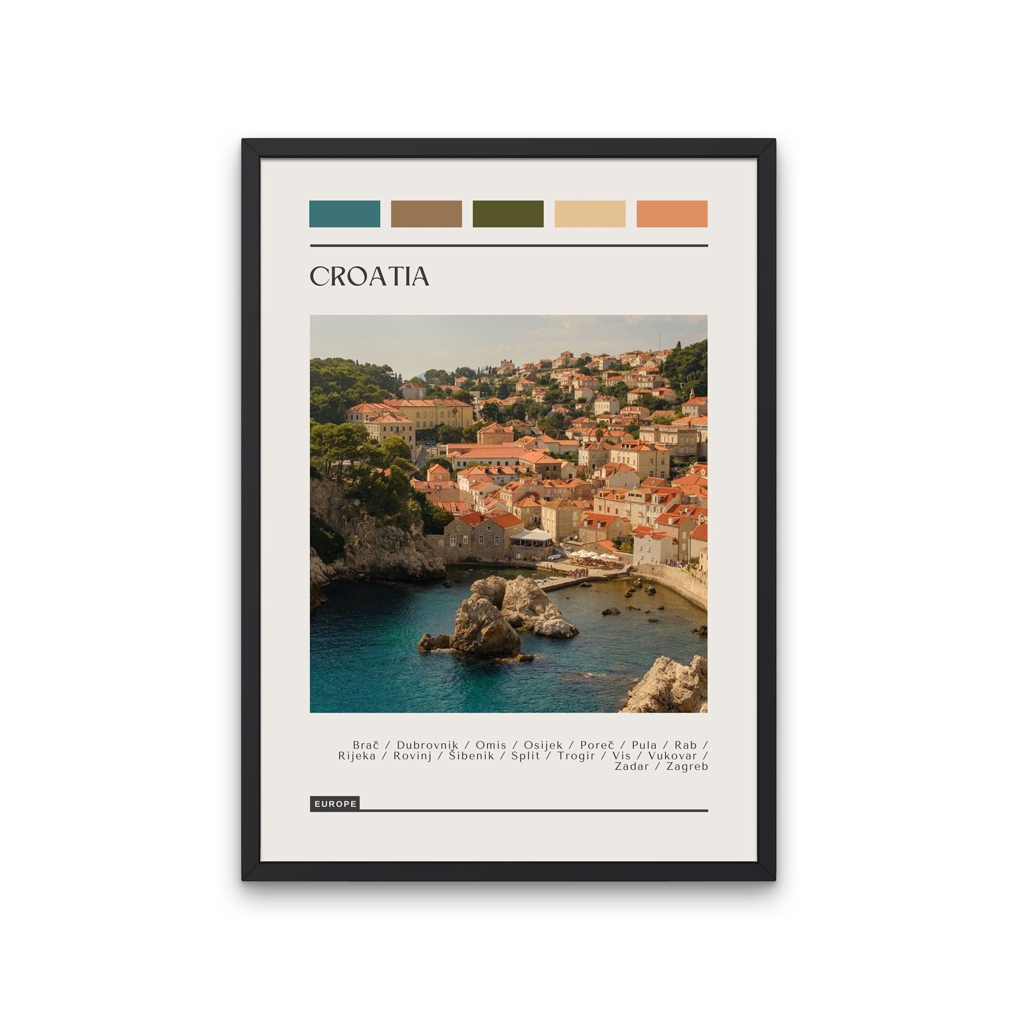 CROATIA - Travel Poster, Color Block Travel Poster, Digital Download ...
