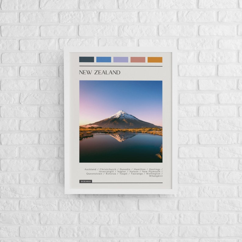 NEW ZEALAND Travel Poster Color Block Travel Poster - Etsy
