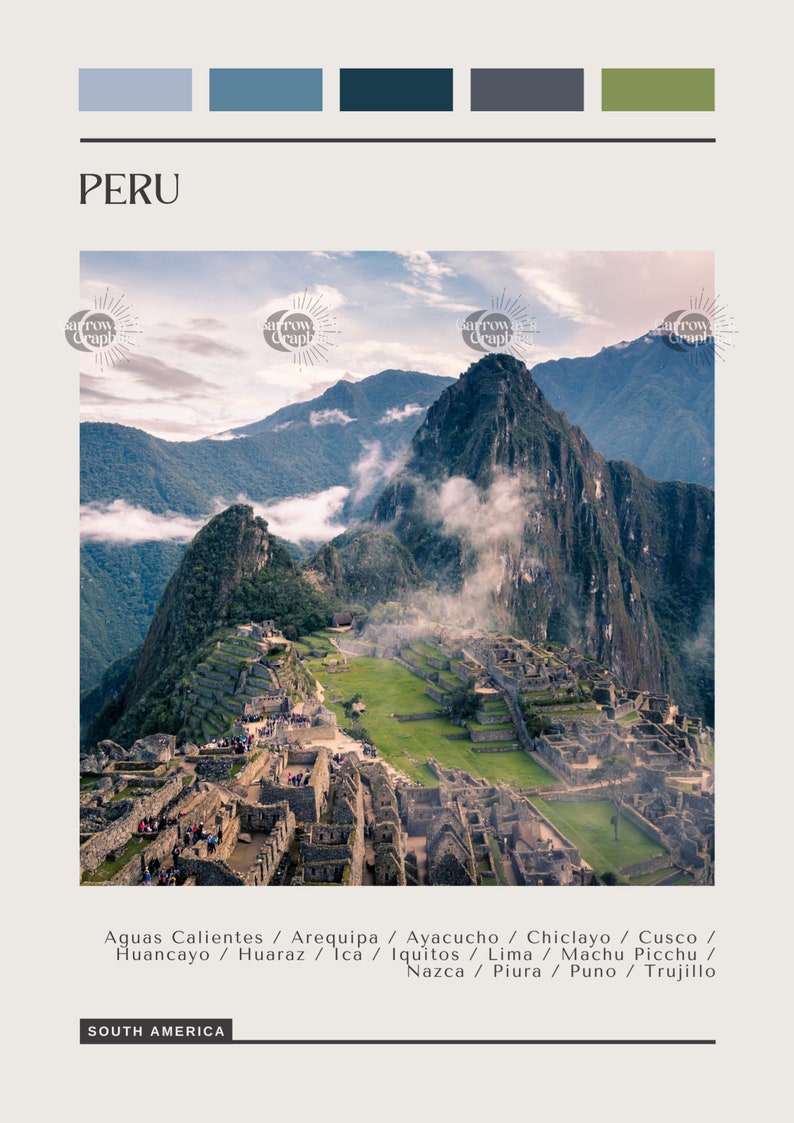 PERU - Travel Poster, Color Block Travel Poster, Digital Download ...