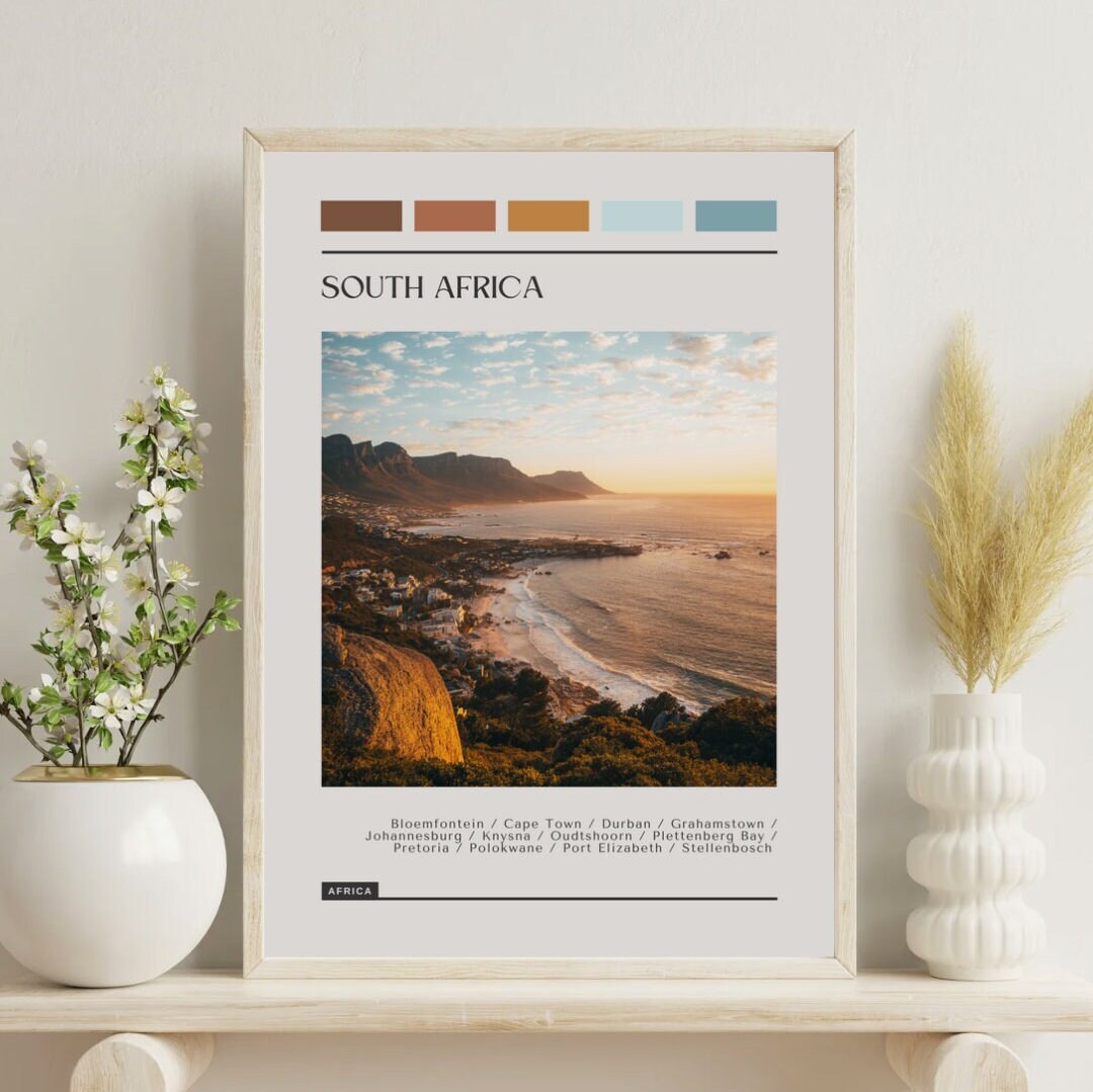 South Africa Travel Poster: Modern Color Block Print - Etsy