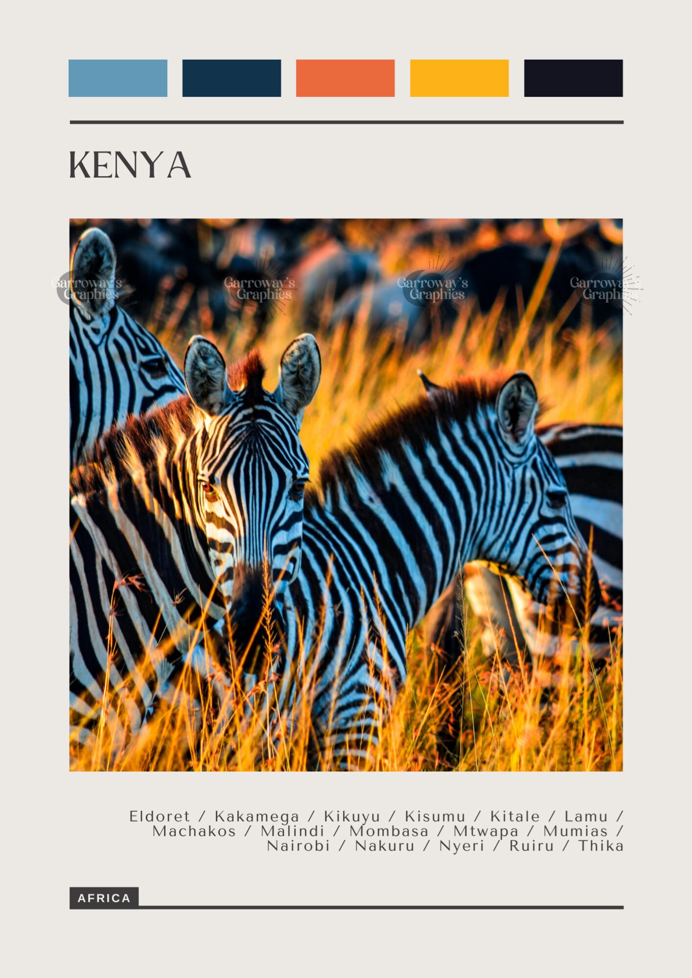 KENYA Travel Poster, Color Block Travel Poster, Digital Download ...