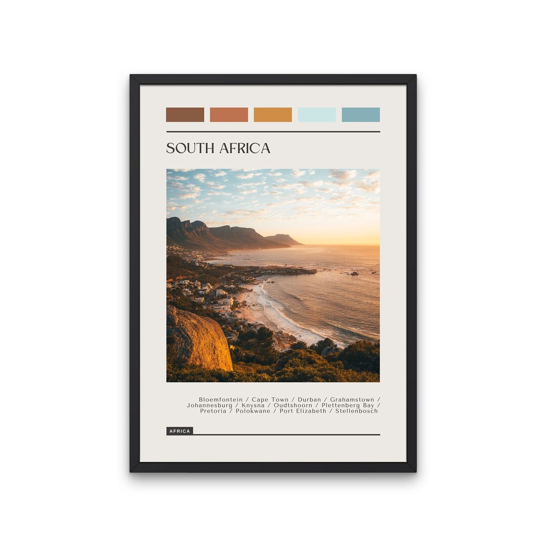 SOUTH AFRICA - Travel Poster, Color Block Travel Poster, Digital ...