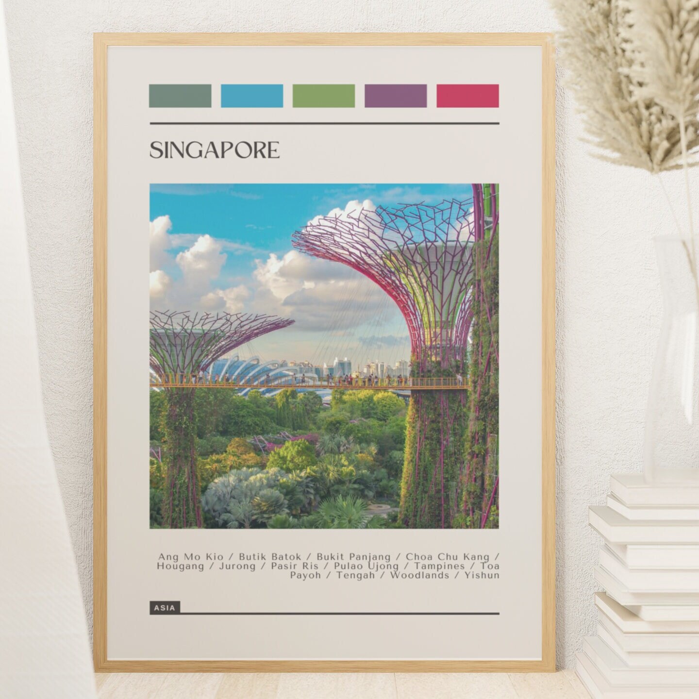 SINGAPORE Travel Poster Color Block Travel Poster Digital - Etsy
