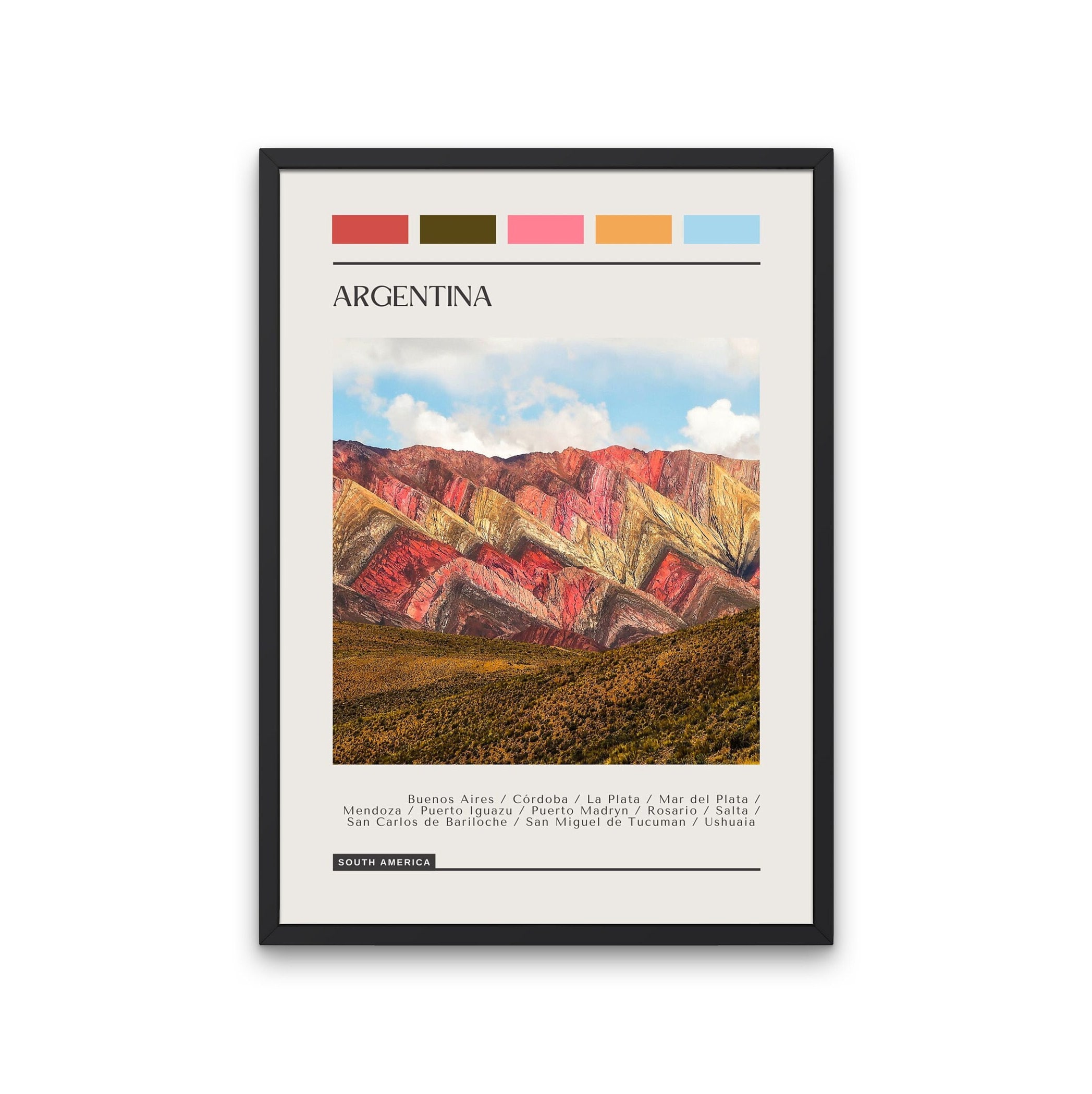 Argentina Travel Poster: Color Block Print (digital Download) - Etsy