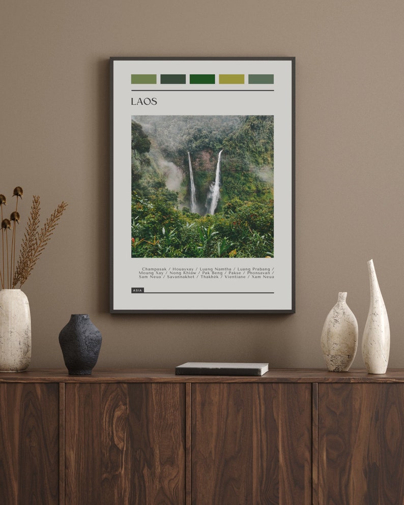 PRINTED Laos Poster Travel Poster, Color Block Travel Poster - Etsy