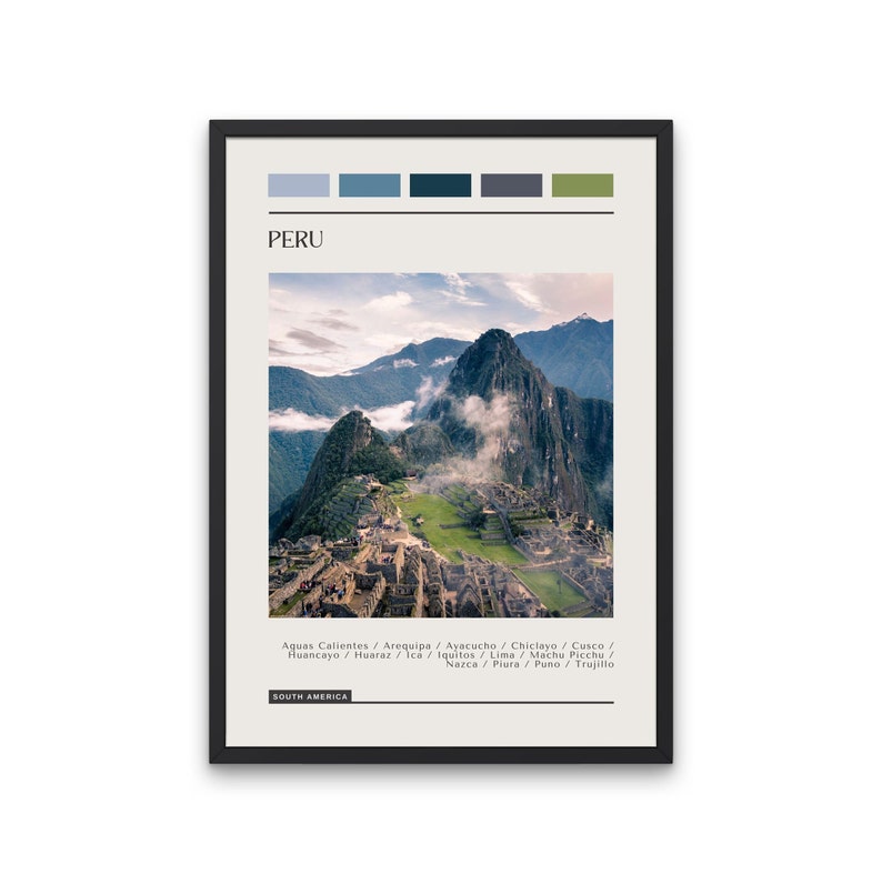 PERU Travel Poster, Color Block Travel Poster, Digital Download ...
