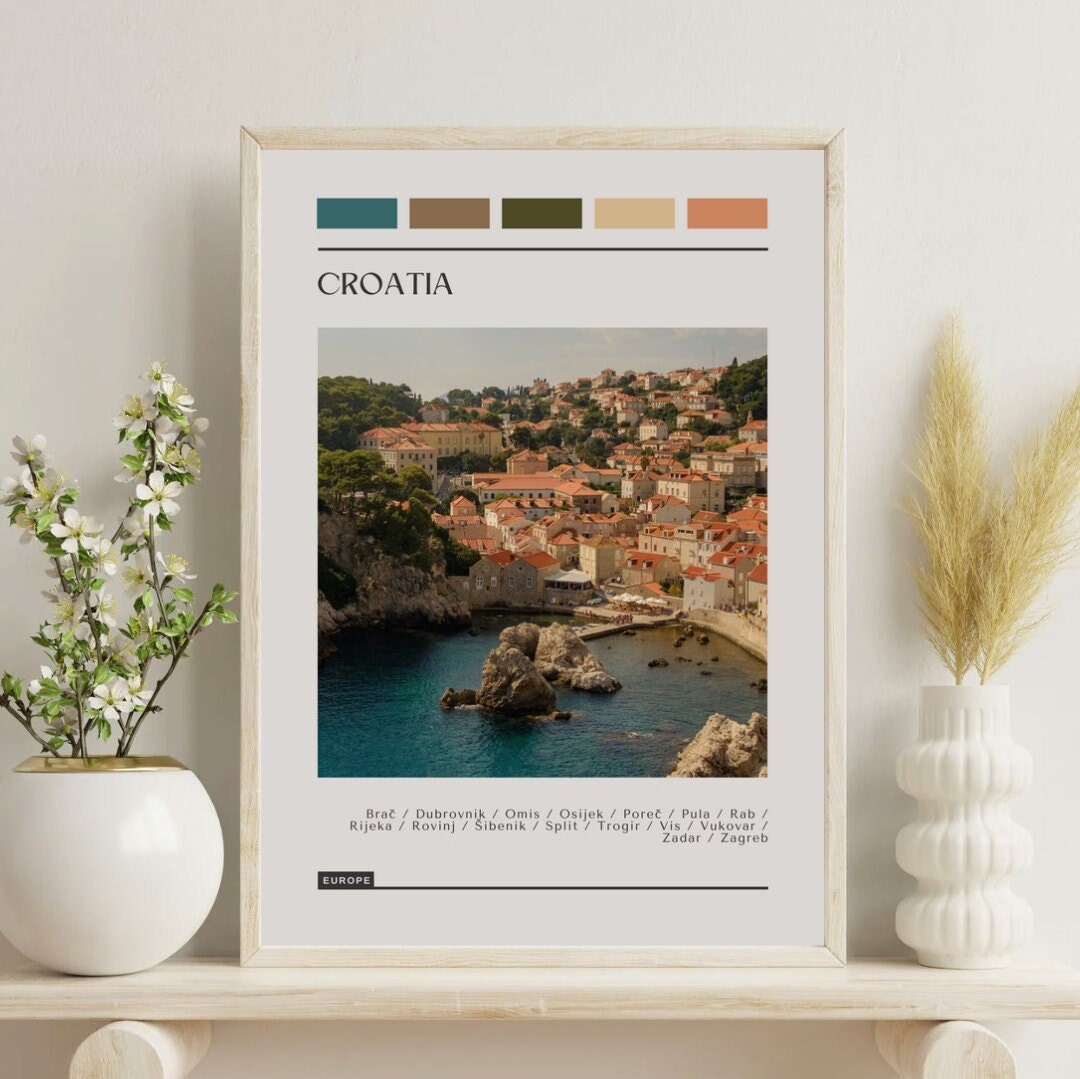 PRINTED Croatia Poster - Travel Poster, Color Block Travel Poster - Etsy
