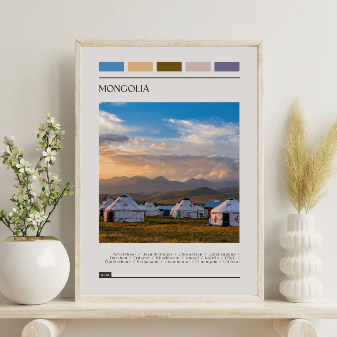 PRINTED Mongolia Poster - Travel Poster, Color Block Travel Poster - Etsy