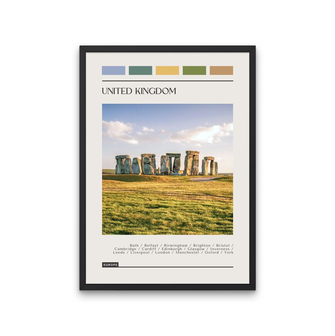United Kingdom Travel Poster: Color Block Art Print (digital Download ...