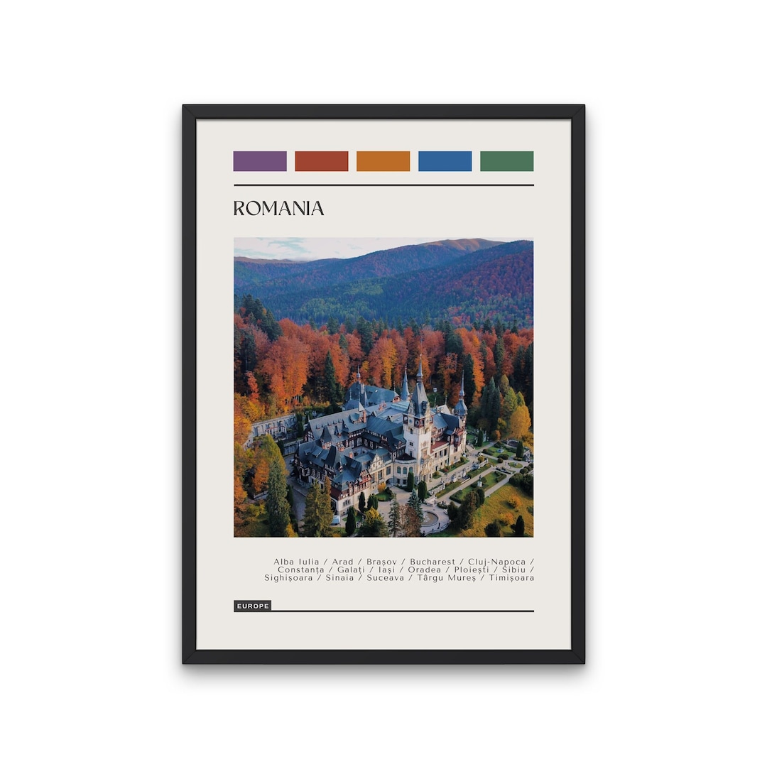 ROMANIA - Travel Poster, Color Block Travel Poster, Digital Download ...