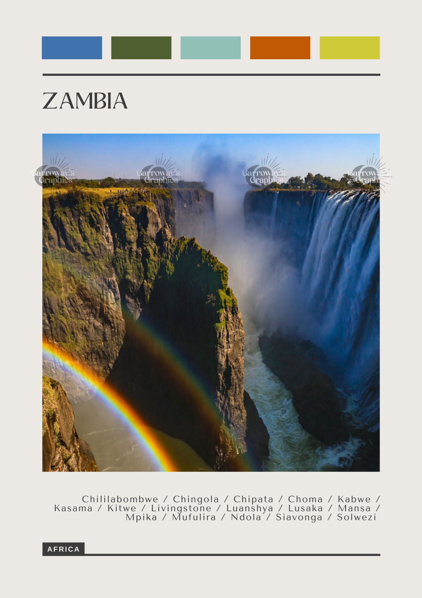 Zambia Travel Poster: Color Block Print (digital Download) - Etsy